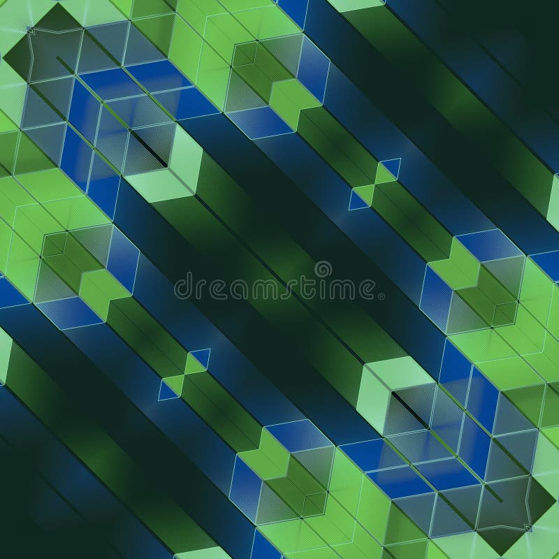 Abstract Mosaic Pattern in Blue-green Color Scheme. 3d Rendering ...