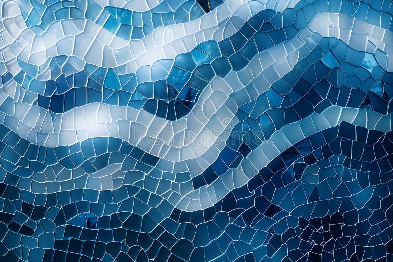 Abstract Mosaic Pattern in Shades of Blue, Resembling Flowing Water ...