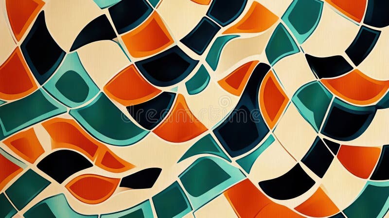 Abstract Mosaic Pattern with Vibrant Colors and Flowing Shapes Stock ...