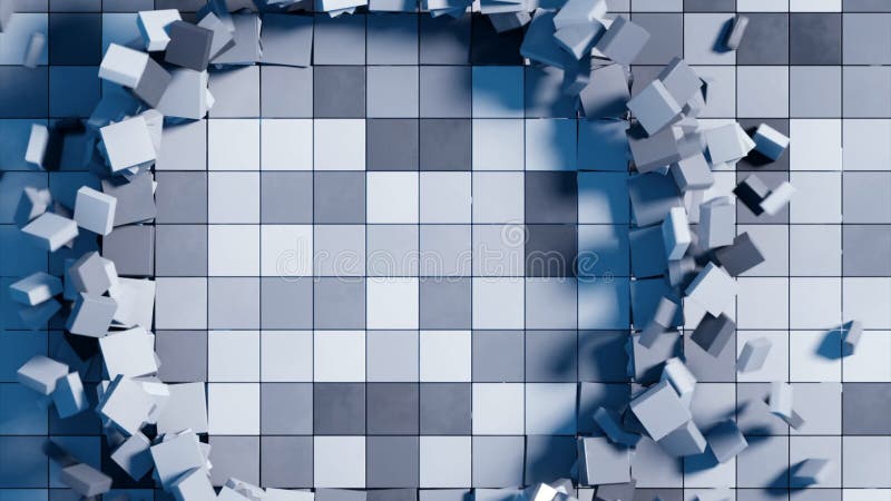 Abstract Mosaic Tile Wall with Flying 3D Mosaic Tiles from the Inside ...