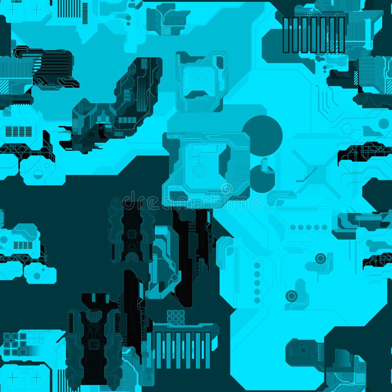 Abstract Motherboard, Computer Seamless Texture in Blue Color Stock ...