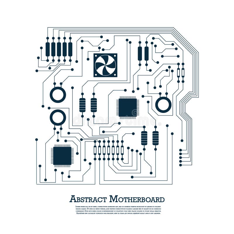 Abstract Motherboard, Microprocessor, Diodes. Vector Graphics Stock ...