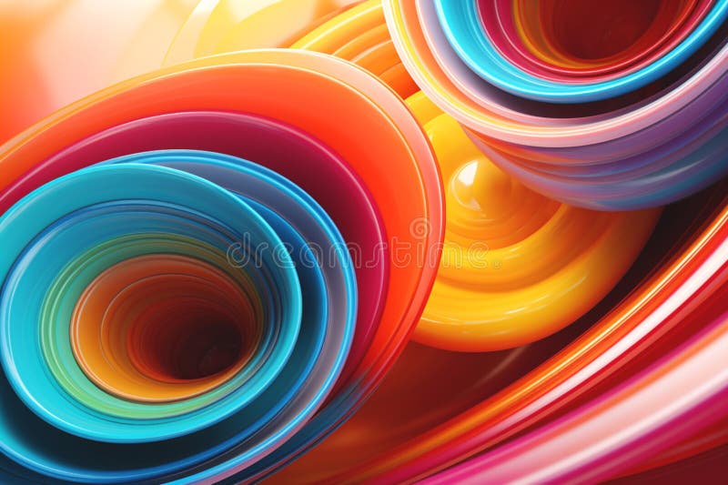 Abstract Motion Background with Colorful Transformed Circles. Surreal ...