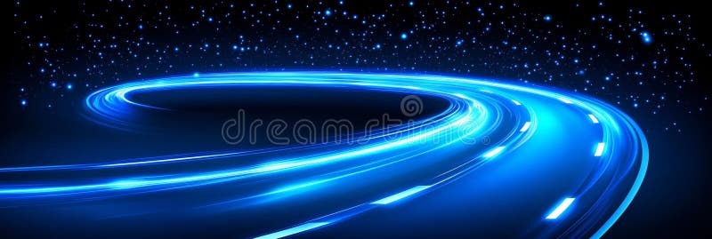 Abstract Motion Background with Curved Speed Light Trails on Road at ...