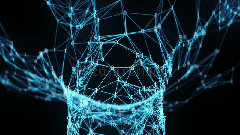 Abstract Motion Background - Digital Binary Plexus Funnel Loop Stock Video - Video of computer ...