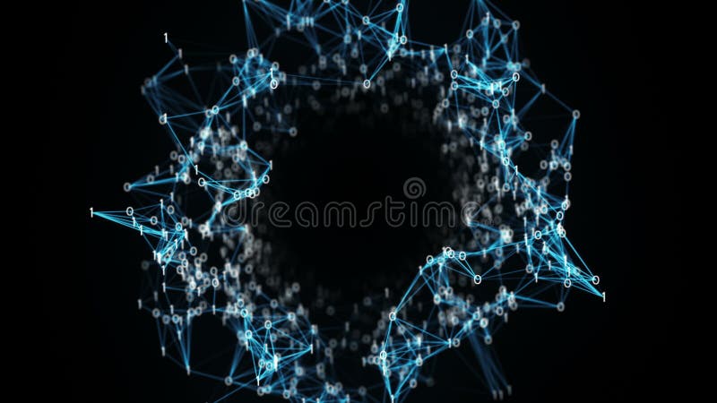 Flying Through Digital Binary Polygon Plexus Data Networks Stock Video Video Of Hitech Lines