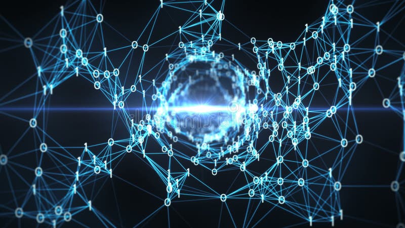 Flying Through Digital Binary Polygon Plexus Data Networks Stock Video 7285