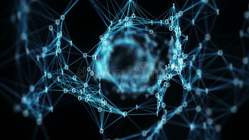 Flying Through Digital Binary Polygon Plexus Data Networks Stock Video
