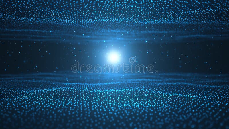 Abstract Motion Background of Shining Particles, Two Digital Wave with ...