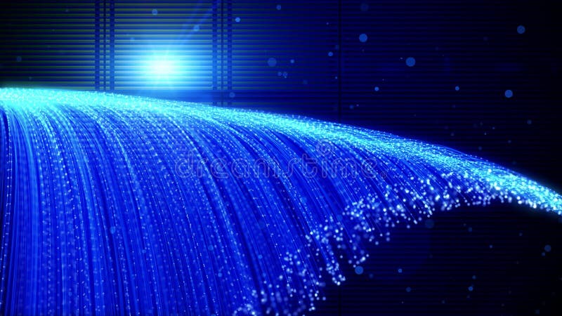 Abstract Motion Blue Light Particles Dotted Lines Falling with Blue ...