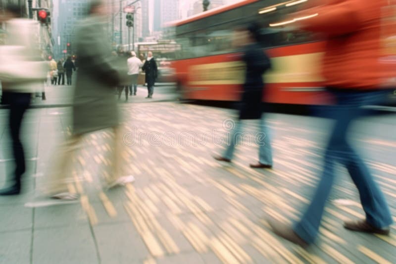 Abstract Motion Blur Image of Business People Crowd Walking Generative ...