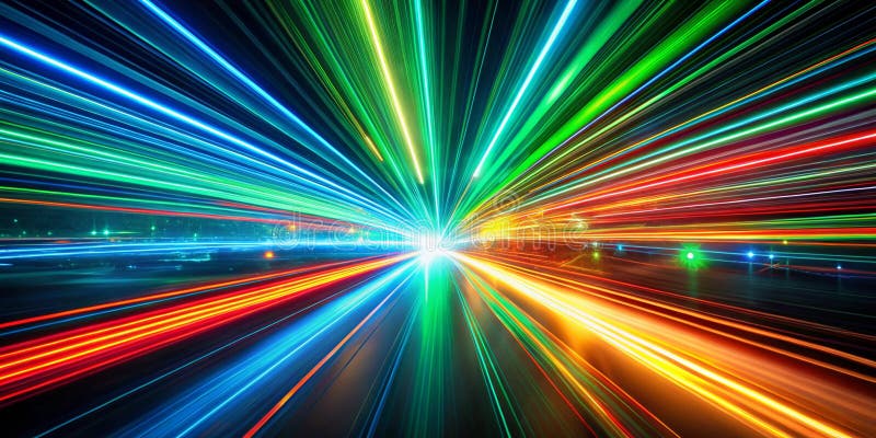 Abstract Motion Blur Light Trails in Green, Blue, Red, and Orange Stock ...