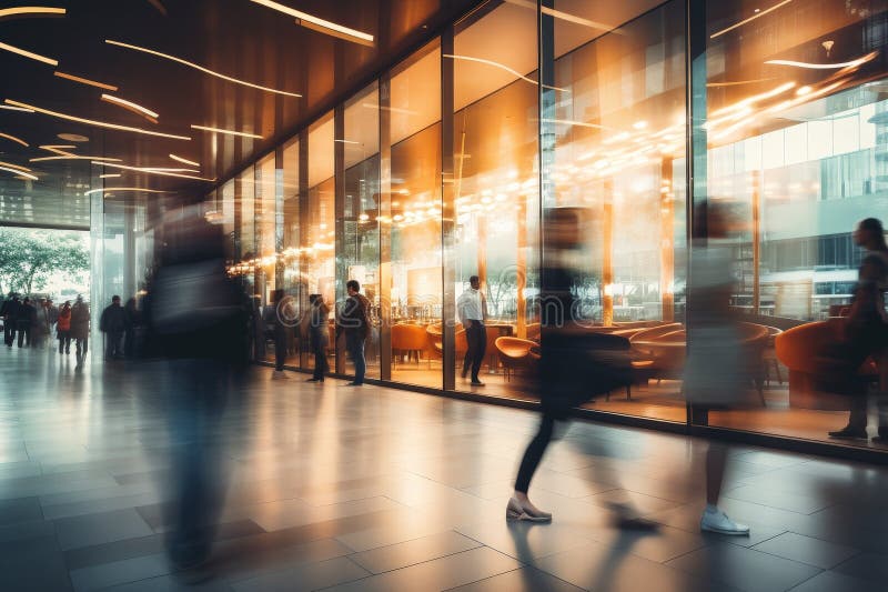 Abstract Motion Blurred Shoppers, Blurred Background of a Modern ...