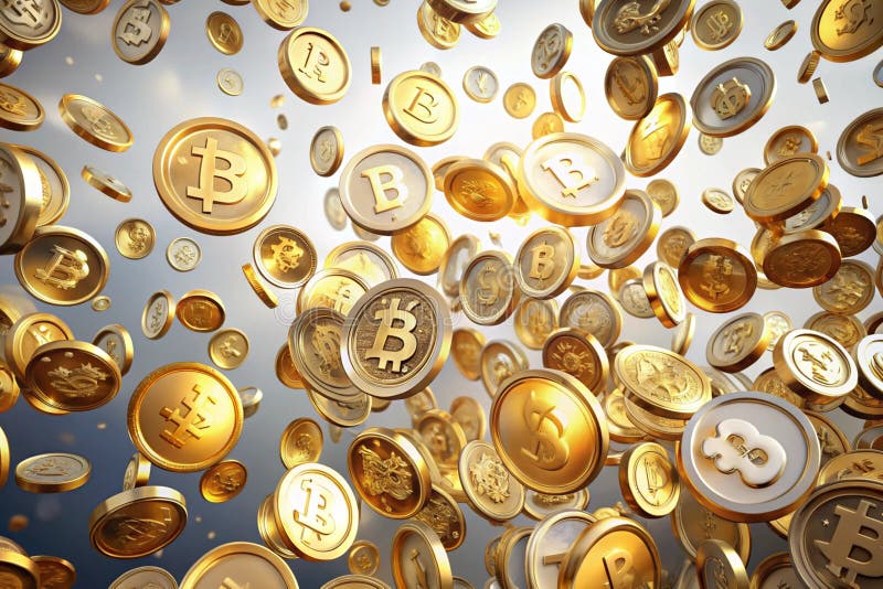 Abstract Motion of Coins in Bitcoin Form Stock Illustration ...