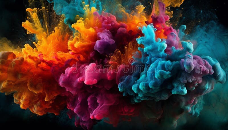 Abstract Motion of Multi Colored Ink Creates Futuristic Underwater ...