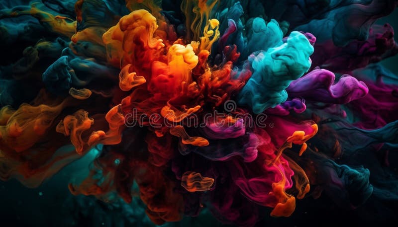 Abstract Motion of Multi Colored Ink Creates Smooth Waves of Creativity ...