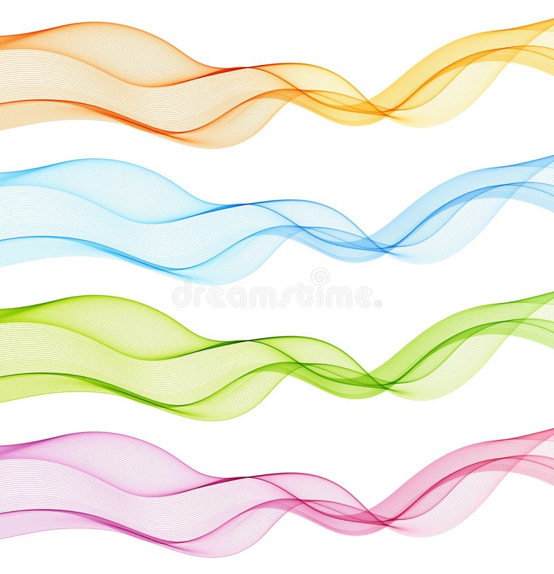 Set of Color Curve Lines Design Element. Stock Vector - Illustration of ...