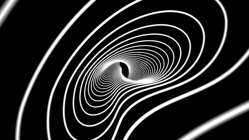 Abstract Motion of White Oval Shaped Contours on Black Background ...