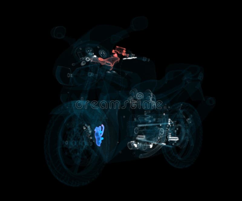 Abstract Motorcycle Consisting of Glow Points and Lines. 3d ...