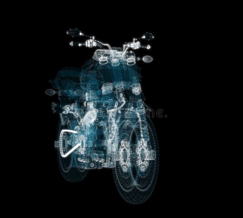 Abstract Motorcycle Consisting of Glow Points and Lines. 3d ...