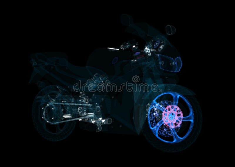 Abstract Motorcycle Consisting of Glow Points and Lines. 3d ...
