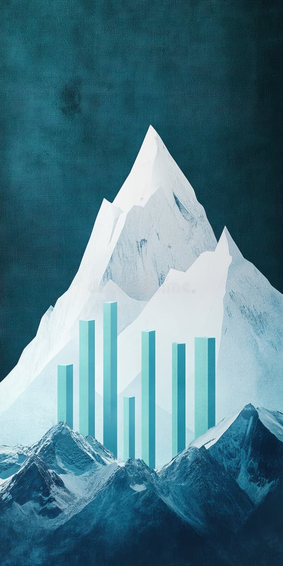 Abstract Mountain with Geometric Chart Design in Cool Blue Tones for ...