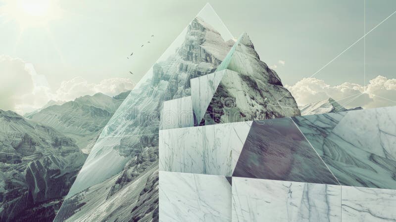 Abstract Mountain Landscape with Geometric Overlay Design Stock Image ...