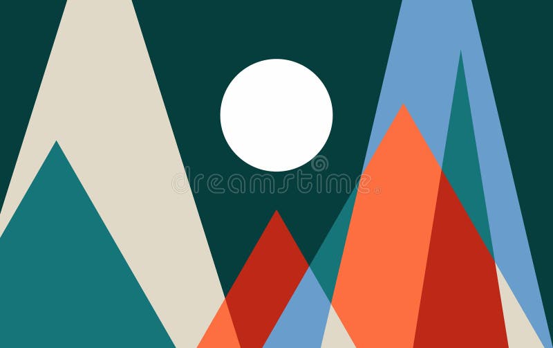 Abstract Mountain Moon with Triangle Geometric Background Design Stock ...