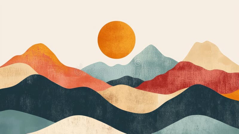 Abstract Mountain Peak Patterns in Modern Illustration Style Stock ...