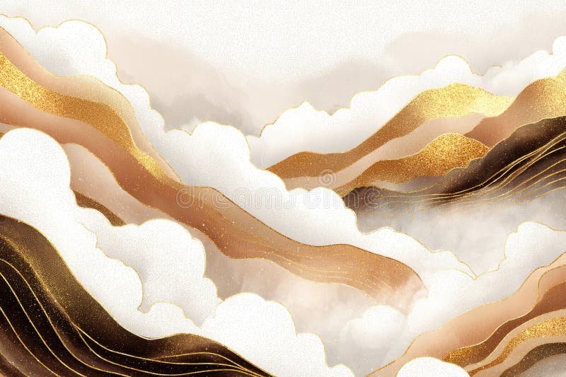 Golden Hillscape Dreamscape Stock Illustration - Illustration of ...