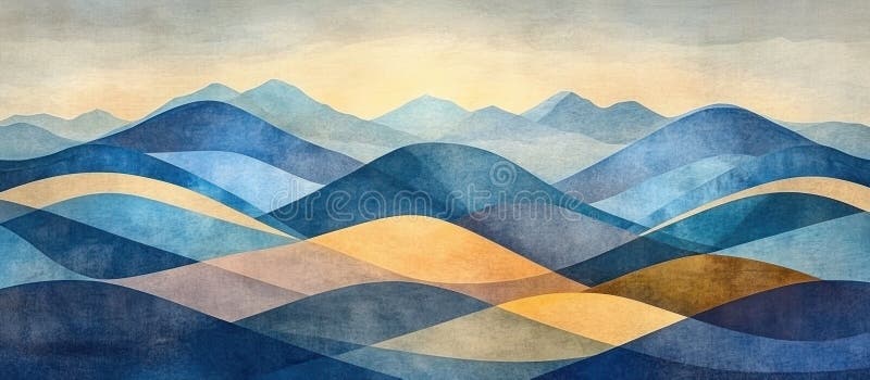 Abstract Mountain Range, Colorful Hues, Sunrise View, Art Print Stock ...