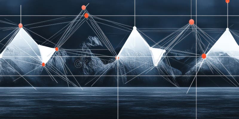 Abstract Mountain Range Digital Art Graphic Design Modern Network Lines ...