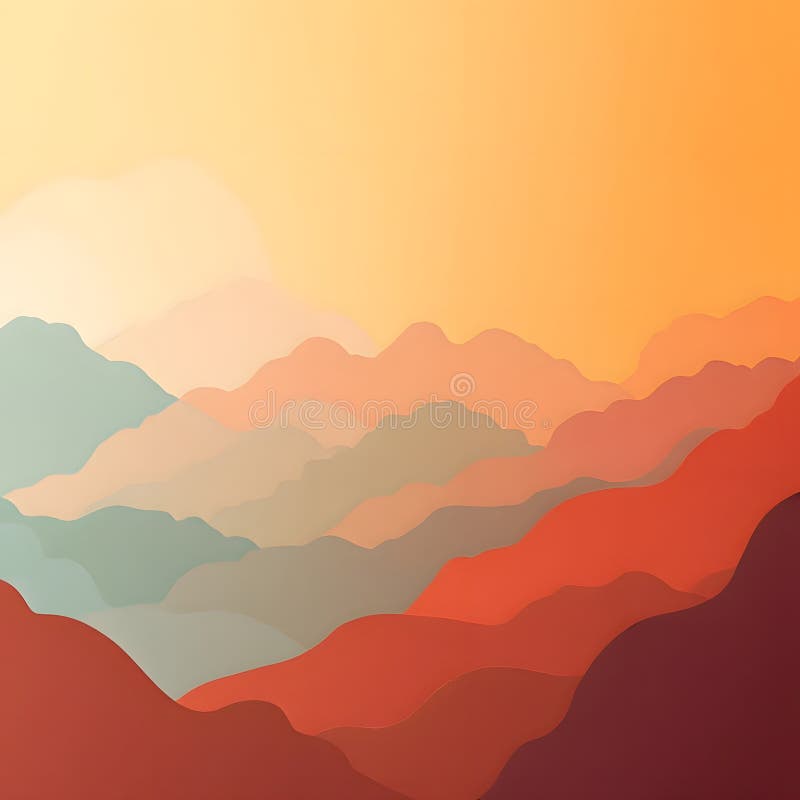 Abstract Mountain Range Landscape with Warm Gradient Colors and ...
