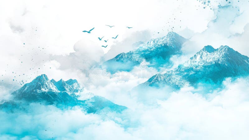 An Abstract Mountain Range Slowly Fades Away into the Light, Making it ...