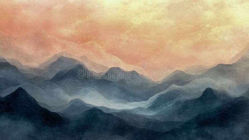 Abstract Mountain Range with Soft Pastel Sky at Sunset Stock ...