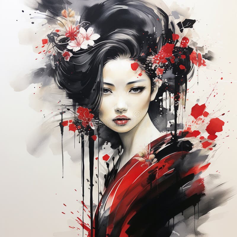 Abstract Mountain Sumi-e Ink Painting Stock Illustration - Illustration ...