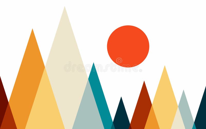 Abstract Mountain and Sun Background Design Vector Wallpaper Template ...