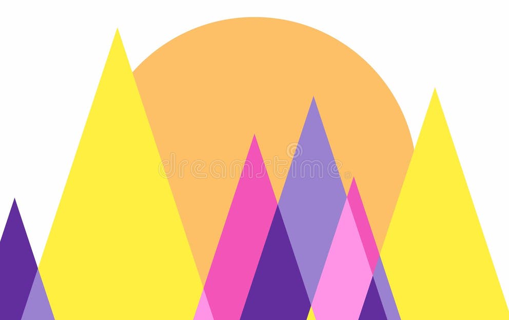 Abstract Mountain with Triangle Geometric and Sun Background Design ...