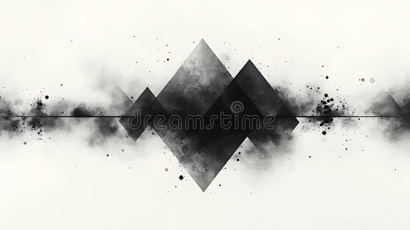 Abstract Mountains Reflecting, Misty Scene, White Background, Graphic ...