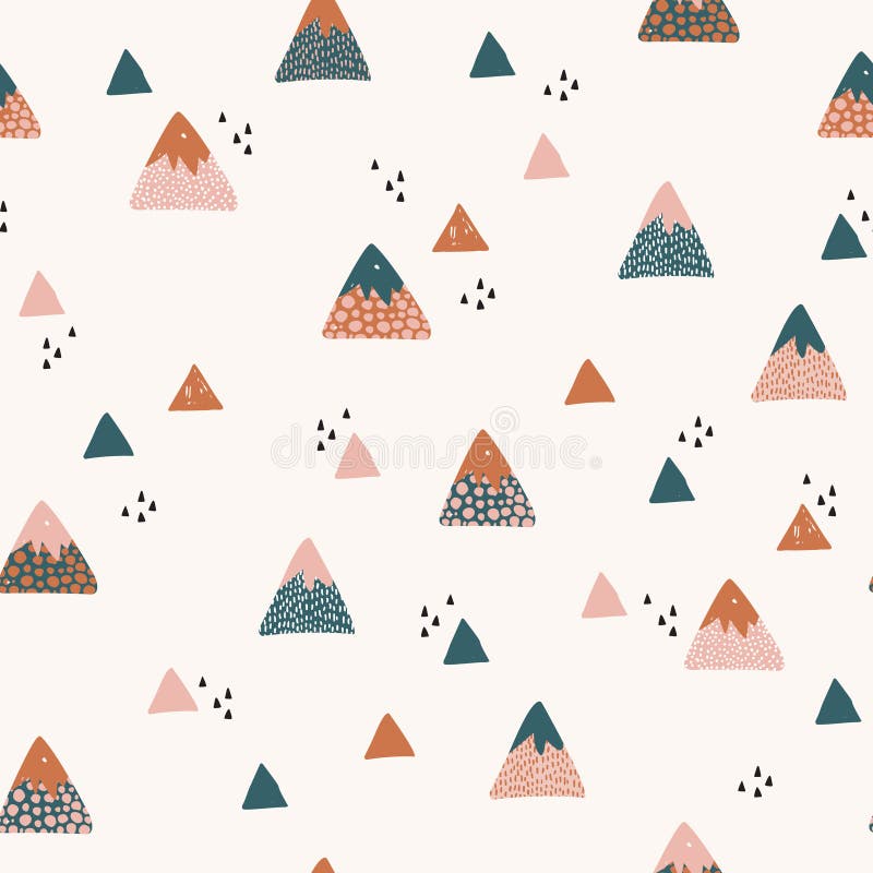 Abstract Mountains Seamless Pattern. Cute Geometric and Doodle Mountain ...