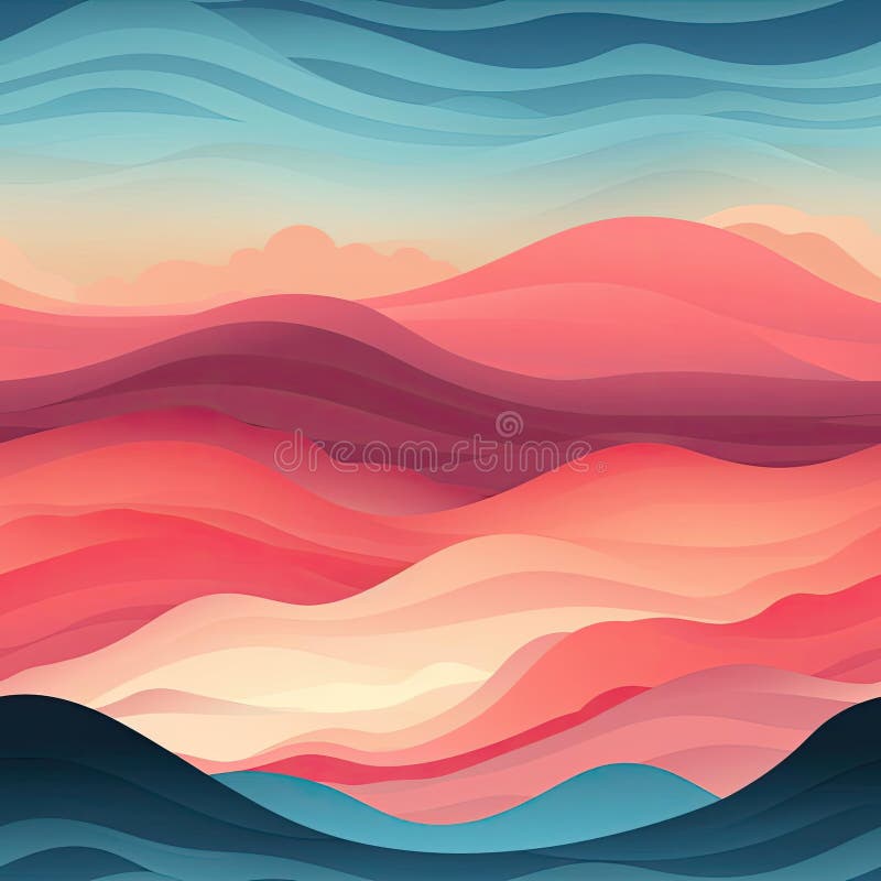 Abstract Mountainscape with Vibrant Waves and Ocean (tiled) Stock ...