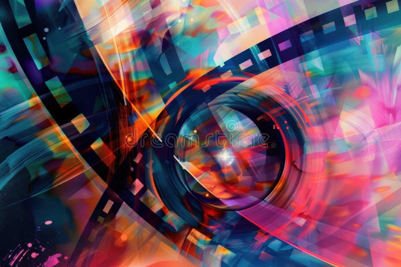 Abstract Movie Production Concept with Camera and Creative Tools. Stock ...