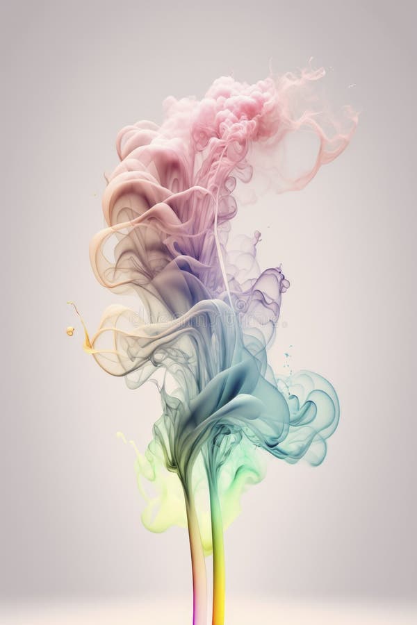 Moving Multicolored Cloud of Smoke Forming Delicate Shapes in Pastel ...