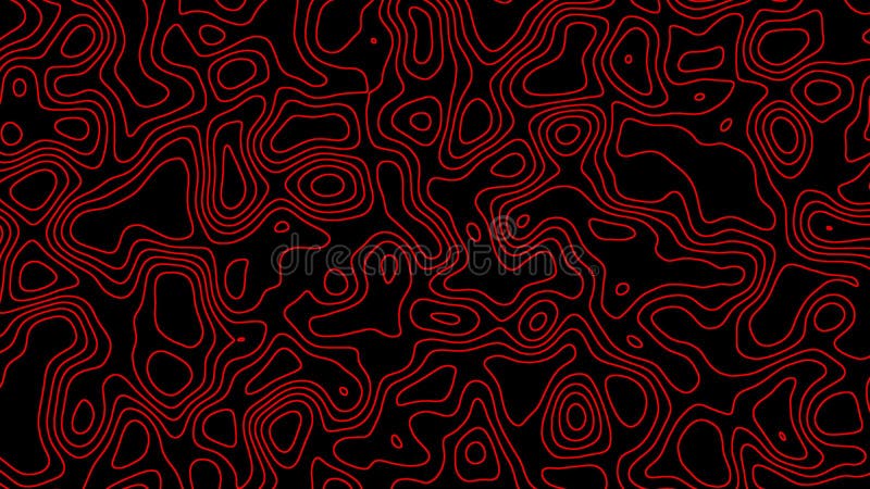 Abstract Moving Red Lines on Black Background.Contour Map Movement ...