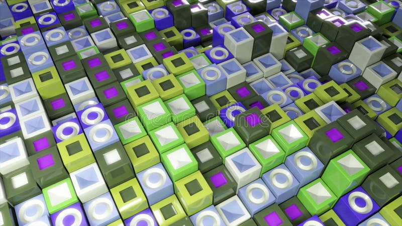 Abstract Moving Square Shaped Pillars Creating Spinning Multicolored ...