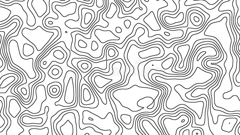 Abstract Moving White Lines on a Blue Background. Topographic Map ...