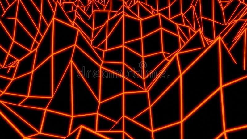 Abstract Moving Transformed Neon Grid on a Black Background. Design ...