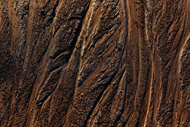 Abstract Mud Background with Water Washout Trails and Selective Focus ...