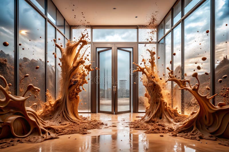 Abstract Mud Splash on Glass Doors a Surreal Exploration of Texture and ...