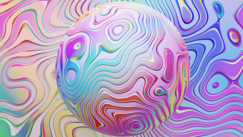 Abstract Multi Color Reflective Wavy Pattern Background with Round ...